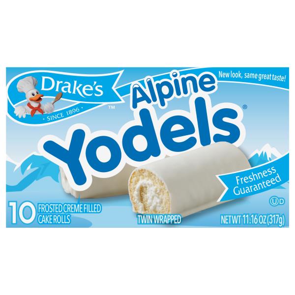 Drake's Alpine Yodels Cake Rolls, Frosted Creme Filled, Twin Wrapped ...