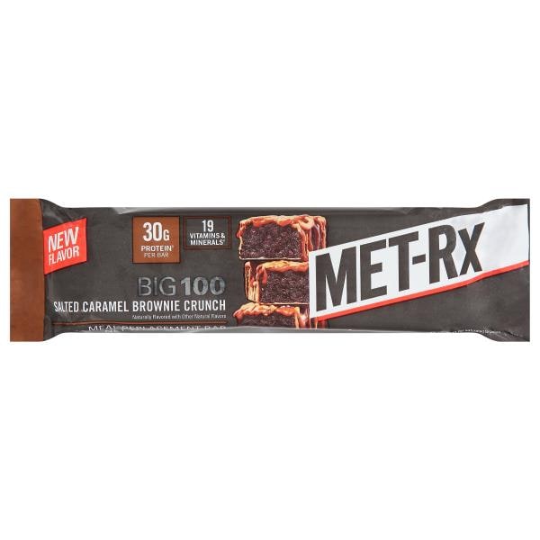 MET-Rx Big 100 Meal Replacement Bar, Salted Caramel Brownie Crunch ...