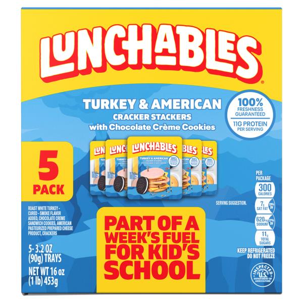 Lunchables Cracker Stackers, with Chocolate Creme Cookies, Turkey ...