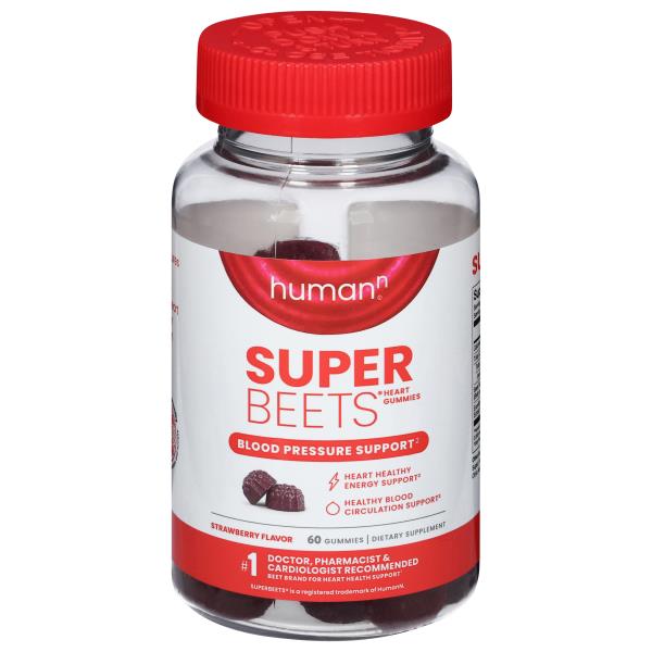 HumanN Super Beets, Blood Pressure Support, Gummies, Strawberry Flavor ...