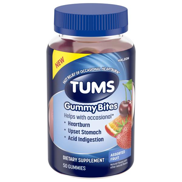 Tums Gummy Bites for Occasional Heartburn Relief, Upset Stomach and ...