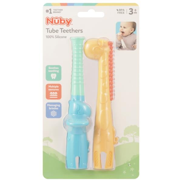 Nuby Tube Teethers, 100% Silicone, 3m+ | Publix Super Markets