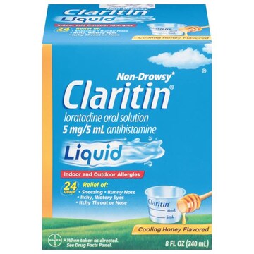 Claritin Allergy Relief, Non-Drowsy, Liquid, Cooling Honey Flavored ...