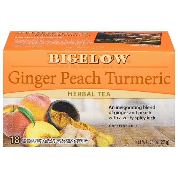 Bigelow Herbal Tea, Caffeine Free, Ginger Peach Turmeric, Tea Bags ...