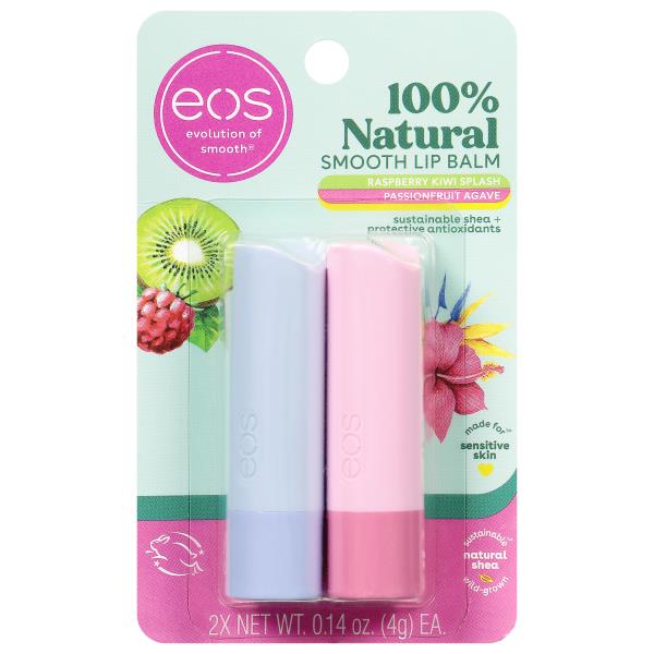 eos Lip Balm, Raspberry Kiwi Splash/Passionfruit Agave, Smooth, 100% ...
