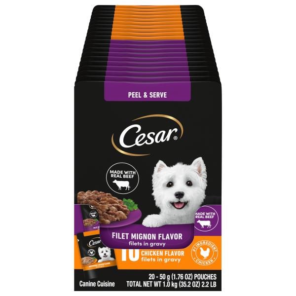 Cesar Canine Cuisine, Rotisserie Chicken & Filet Mignon Flavor, Filets ...