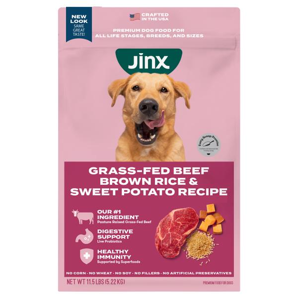 Jinx Premium All Life Stages Grass-Fed Beef Brown Rice & Sweet Potato ...
