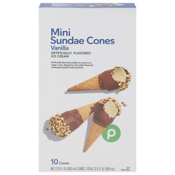 Publix Sundae Cones, Vanilla Ice Cream, Mini | Publix Super Markets