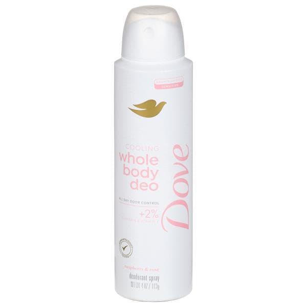 Dove Deodorant Spray, Whole Body, Cooling, Raspberry & Rose | Publix ...