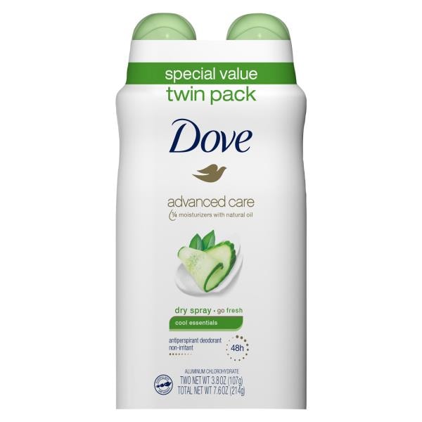 Dove Antiperspirant/Deodorant, Dry Spray, Go Fresh, Cool Essentials ...