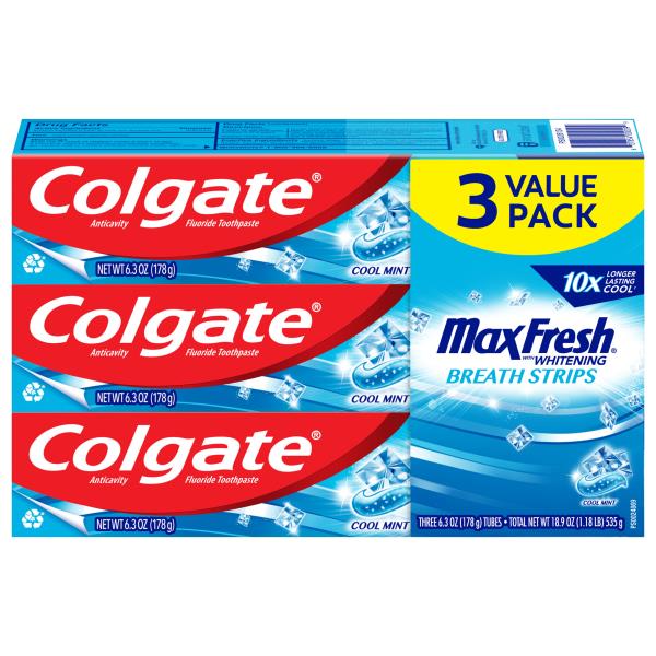 Colgate MaxFresh Anticavity Fluoride Cool Mint Value Pack Toothpaste ...