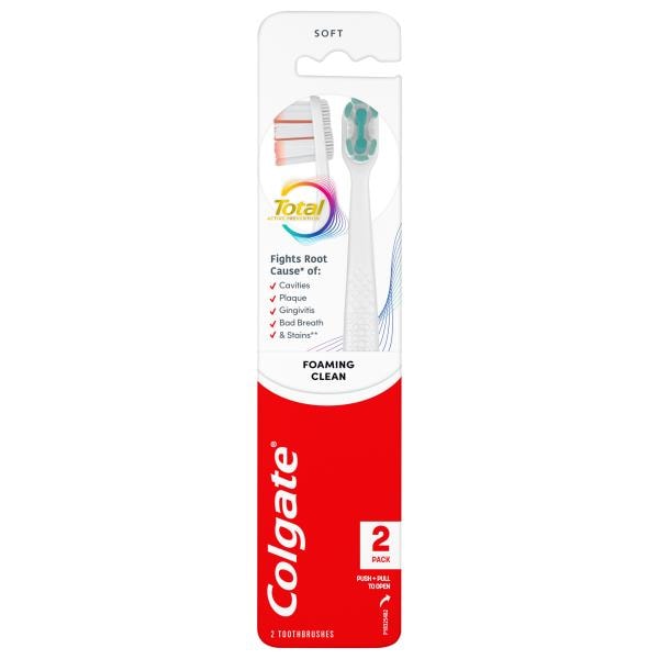 Colgate Total Toothbrushes, Soft, Foaming Clean, 2 Pack | Publix Super ...