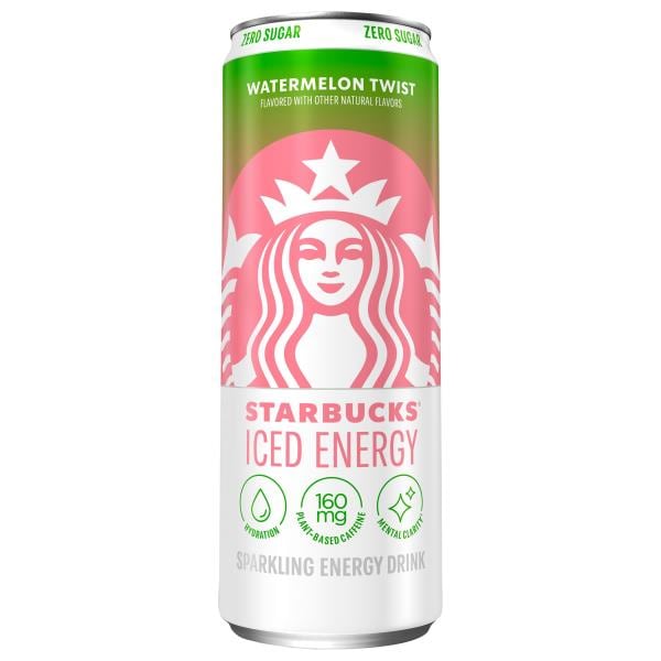 Starbucks Iced Energy Sparkling Energy Drink Zero Sugar Watermelon