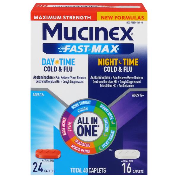 Mucinex Fast Max Maximum Strength Day Time/Night Time Cold & Flu ...