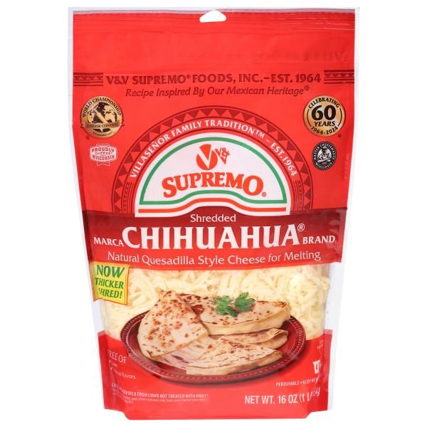 Supremo Chihuahua Mexican Style Quesadilla Natural Shredded Cheese ...