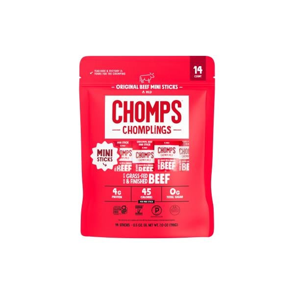 Chomps Mini Grass-Fed and Finished Original Beef Chomplings 14 Pack, 0 ...