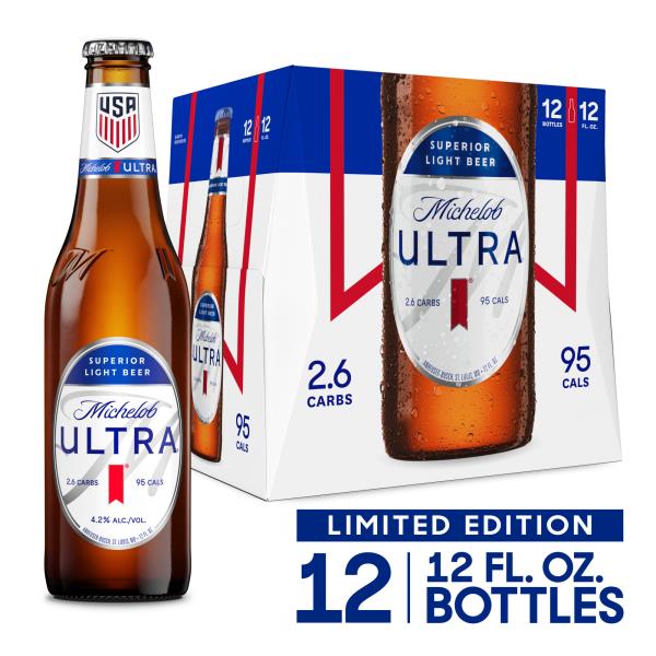 Michelob Ultra Superior American Light Lager Light Beer, 12 Pack Beer ...