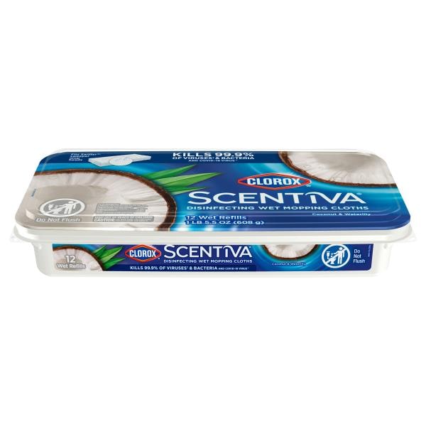 Clorox Scentiva Mopping Cloths, Disinfecting, Coconut & Waterlily, Wet ...