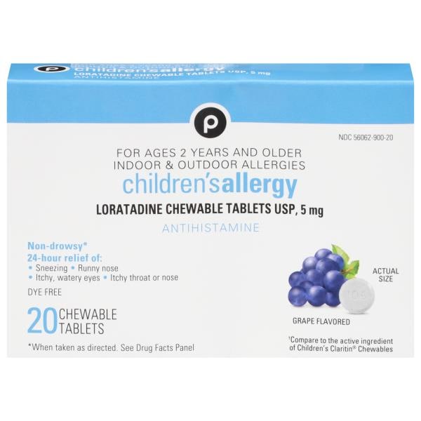 Publix Children's Allergy, 5 mg, Grape Flavored, Chewable Tablets ...