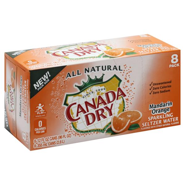 Canada Dry Sparkling Water, Seltzer, Mandarin Orange, 8 Pack | Publix Super Markets
