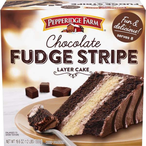 Pepperidge Farm® Snowball Frozen Chocolate Fudge Stripe Layer Cake ...