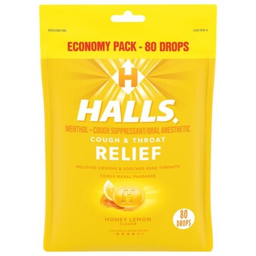 Halls Cough & Throat Relief, Honey Lemon Flavor, Economy Pack | Publix Super Markets