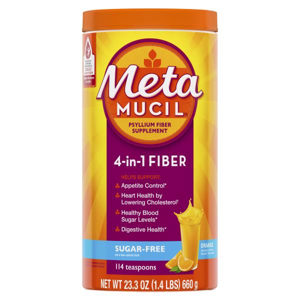 Metamucil Smooth 4 in 1 Fiber Supplement Powder, Sugar-Free, Orange ...