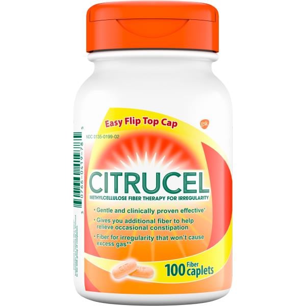 Citrucel Caplets Fiber Therapy for Occasional Constipation Relief, 100 ...