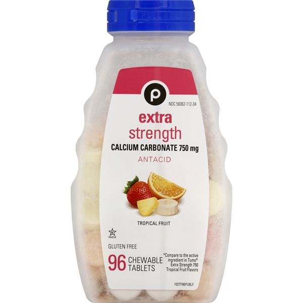 Publix Antacid, Extra Strength, 750 mg, Tropical Fruit, Chewable ...