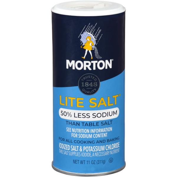 Morton Lite Salt 50% Less Sodium Iodized Salt & Potassium Chloride ...