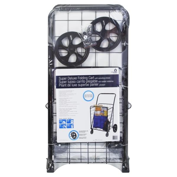 Helping Hands Folding Cart, Super Deluxe, Black, with Swiveling Wheels ...