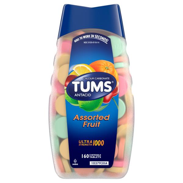 Tums Ultra Strength Chewable Antacid Tablets for Heartburn Relief ...