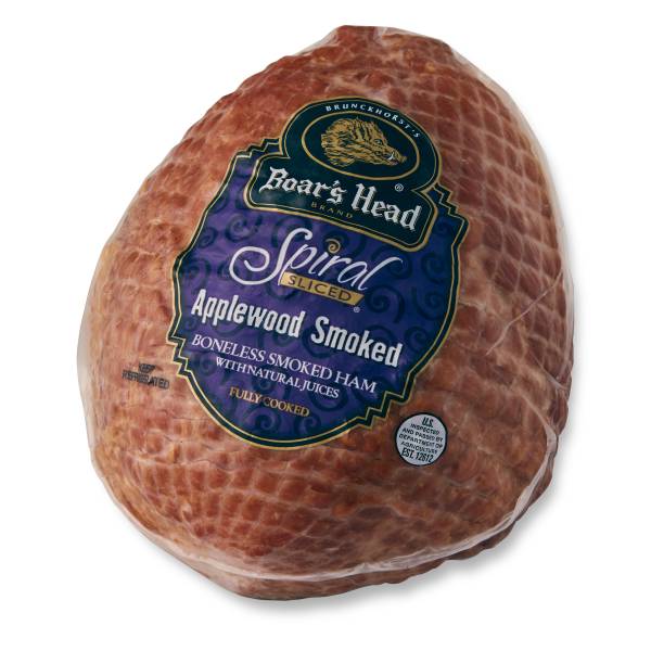 Boar's Head Applewood-Smoked Ham Spiral Sliced, Average Weight 4lbs ...