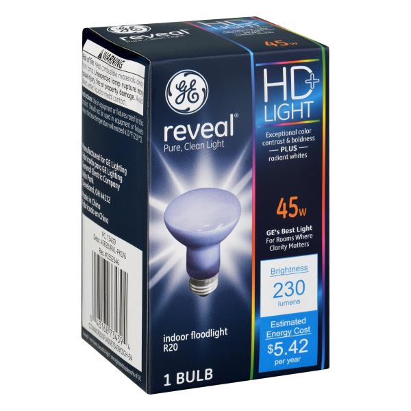 Ge Reveal Light Bulb, HD+, Indoor Floodlight, 45 Watts | Publix Super ...