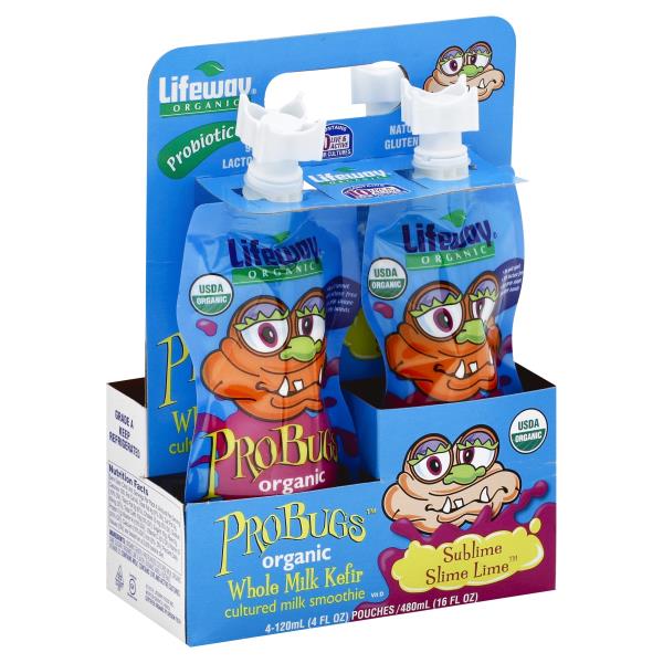 Lifeway Organic Probugs Cultured Milk Smoothie, Whole Milk Kefir ...