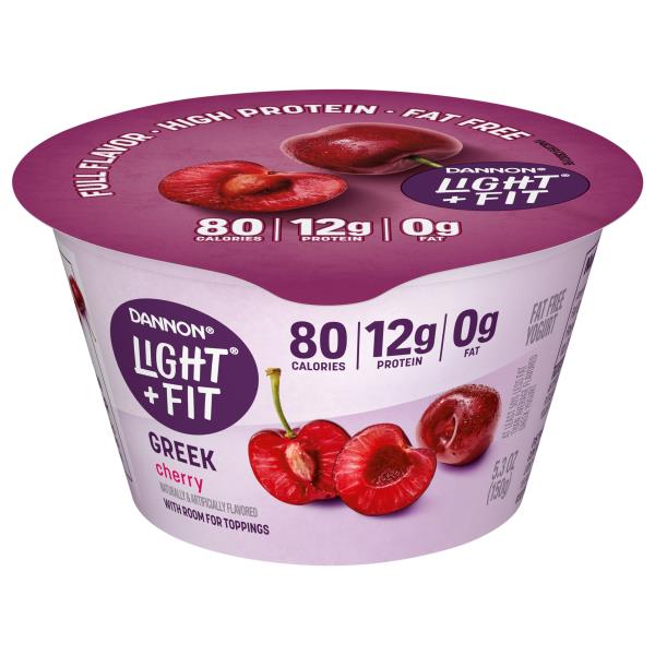 Dannon Light + Fit Yogurt, Fat Free, Greek, Cherry | Publix Super Markets