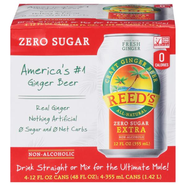 Reed's Zero Sugar Extra Non-Alcoholic America's Original Ginger Beer ...