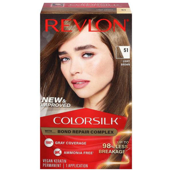 Revlon Colorsilk 51 Light Brown Vegan Keratin Permanent Hair Color ...