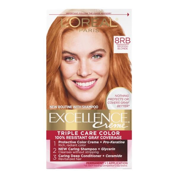 L'Oreal Paris Excellence Creme Permanent Triple Care Hair Color 8RB ...