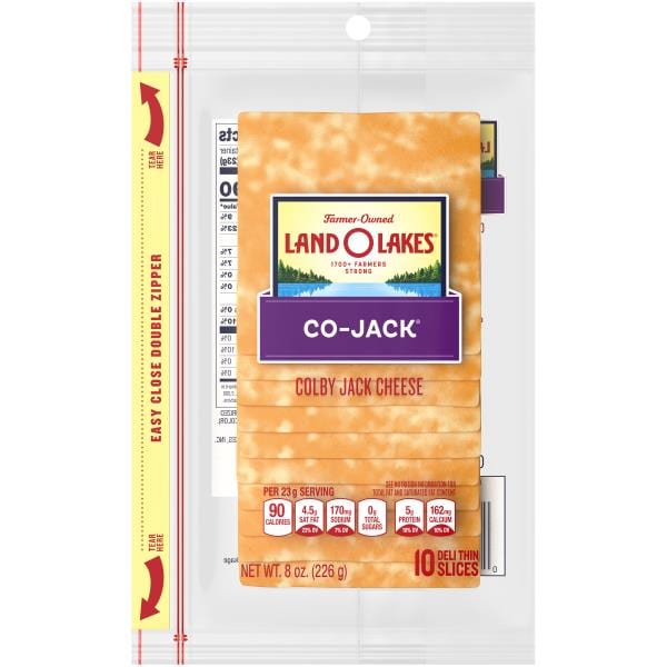 Land O Lakes Co-Jack Cheese, Packaged Sliced Cheese, 8 oz, 10 slices ...