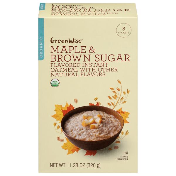 GreenWise Instant Oatmeal, Organic, Maple & Brown Sugar, 8 Packets ...