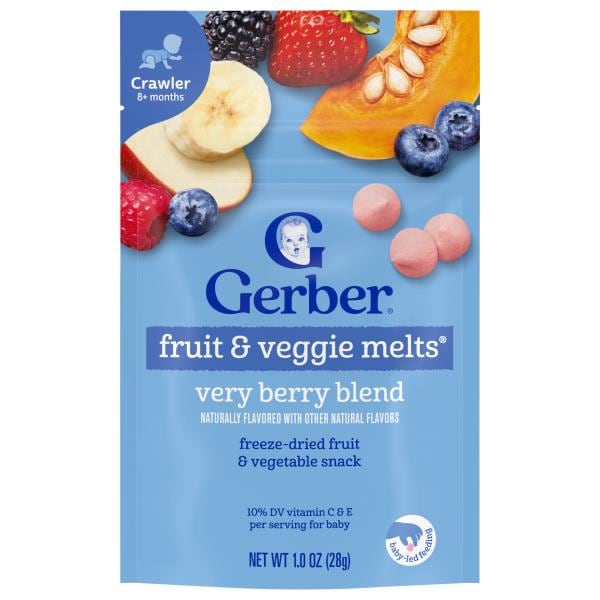 Gerber Crawler (8+ Months) Very Berry Blend Fruit & Veggie Melts ...