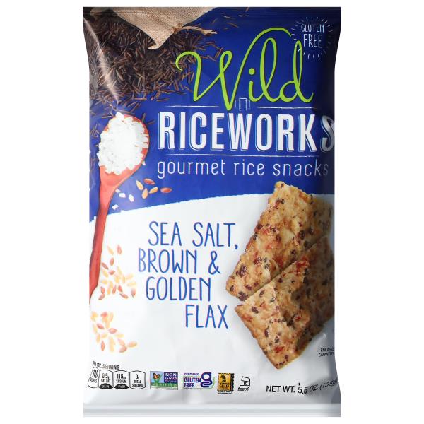 Wild Riceworks Rice Snacks, Sea Salt, Brown & Golden Flax, Gourmet ...