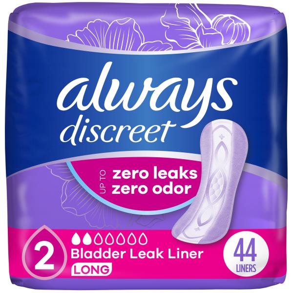 Always Discreet Incontinence Panty Liners, 2, Very Light, 44 CT ...