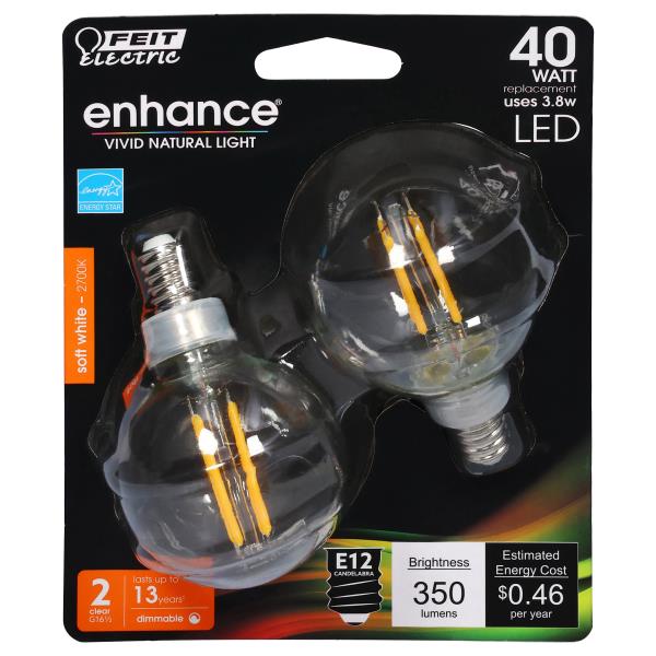 Feit Electric Enhance Bulbs, Clear,, Soft White, LED, 3.8 Watts ...