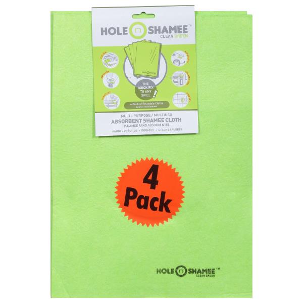 Hole N Shamee Shamee Cloth, Absorbent, Multi-Purpose, Clean Green, 4 ...