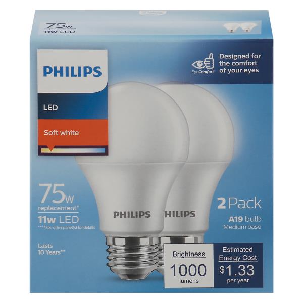 Phillips Light Bulbs, LED, Soft White, 11 Watts, 2 Pack | Publix Super ...