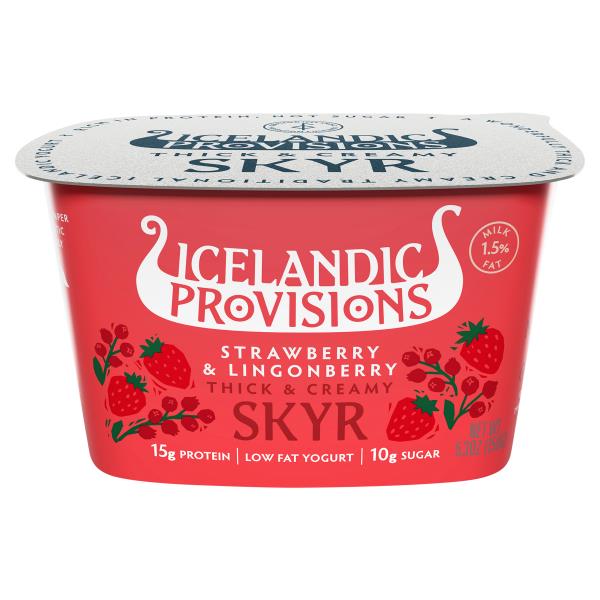 Icelandic Provisions Skyr, Low Fat, Strawberry & Lingonberry, Thick ...